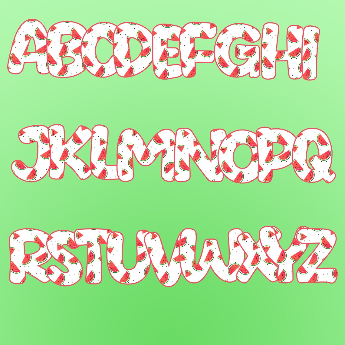 Fruit Fonts Clipart Png, Fruit Alphabet Png, Watermelon Alphabet ...