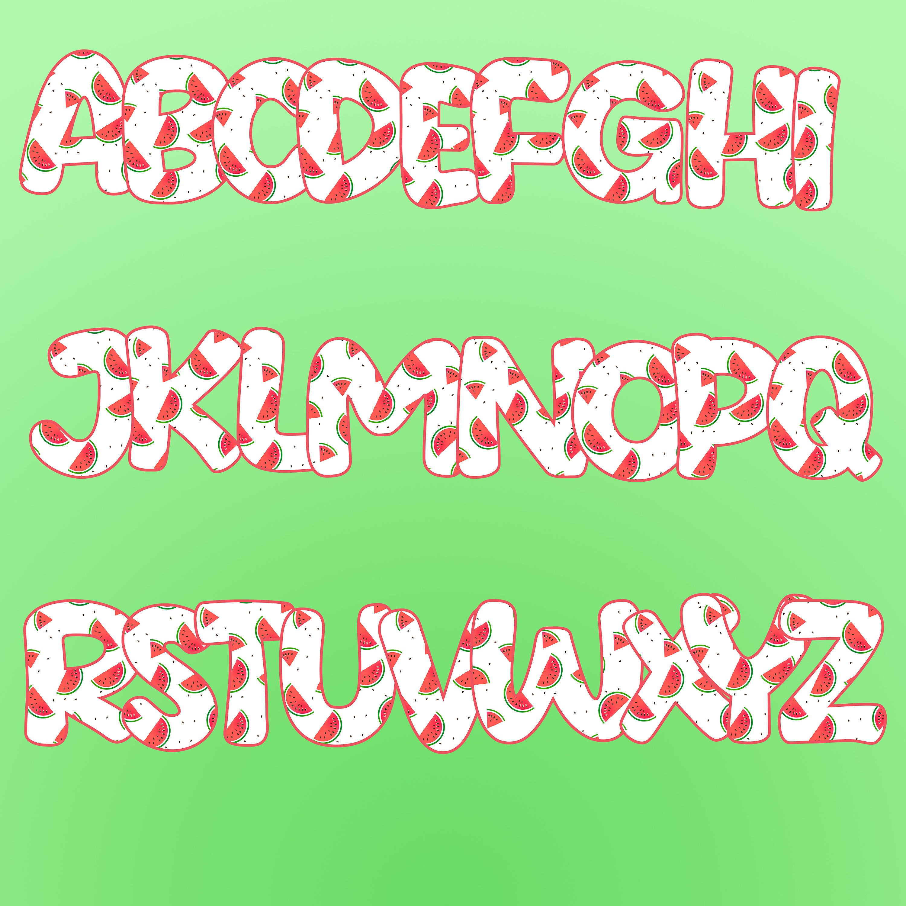 Fruit Fonts Clipart Png, Fruit Alphabet Png, Watermelon Alphabet ...