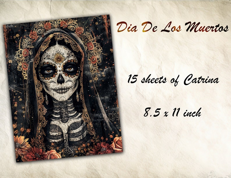 Dia De Los Muertos Digital Junk Journal Paper,catrina Journal Insert ...