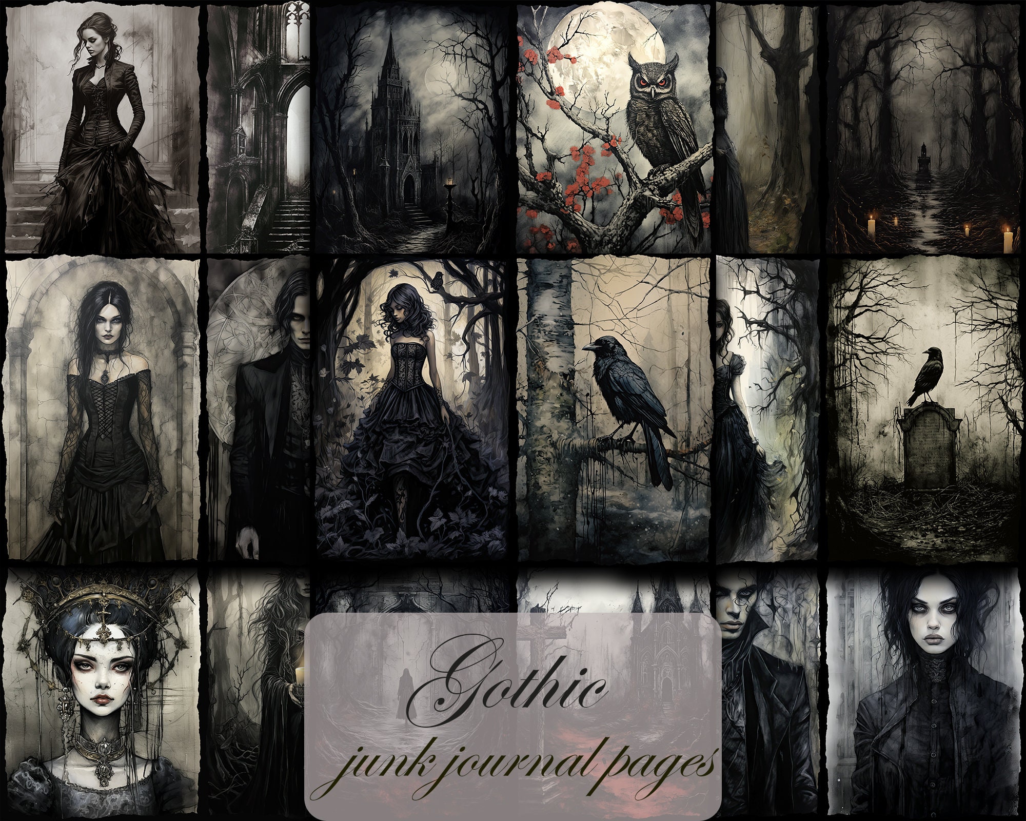 Gothic Journal Pages, Dark Fantasy Grimoire Kit (digital Download) - Etsy