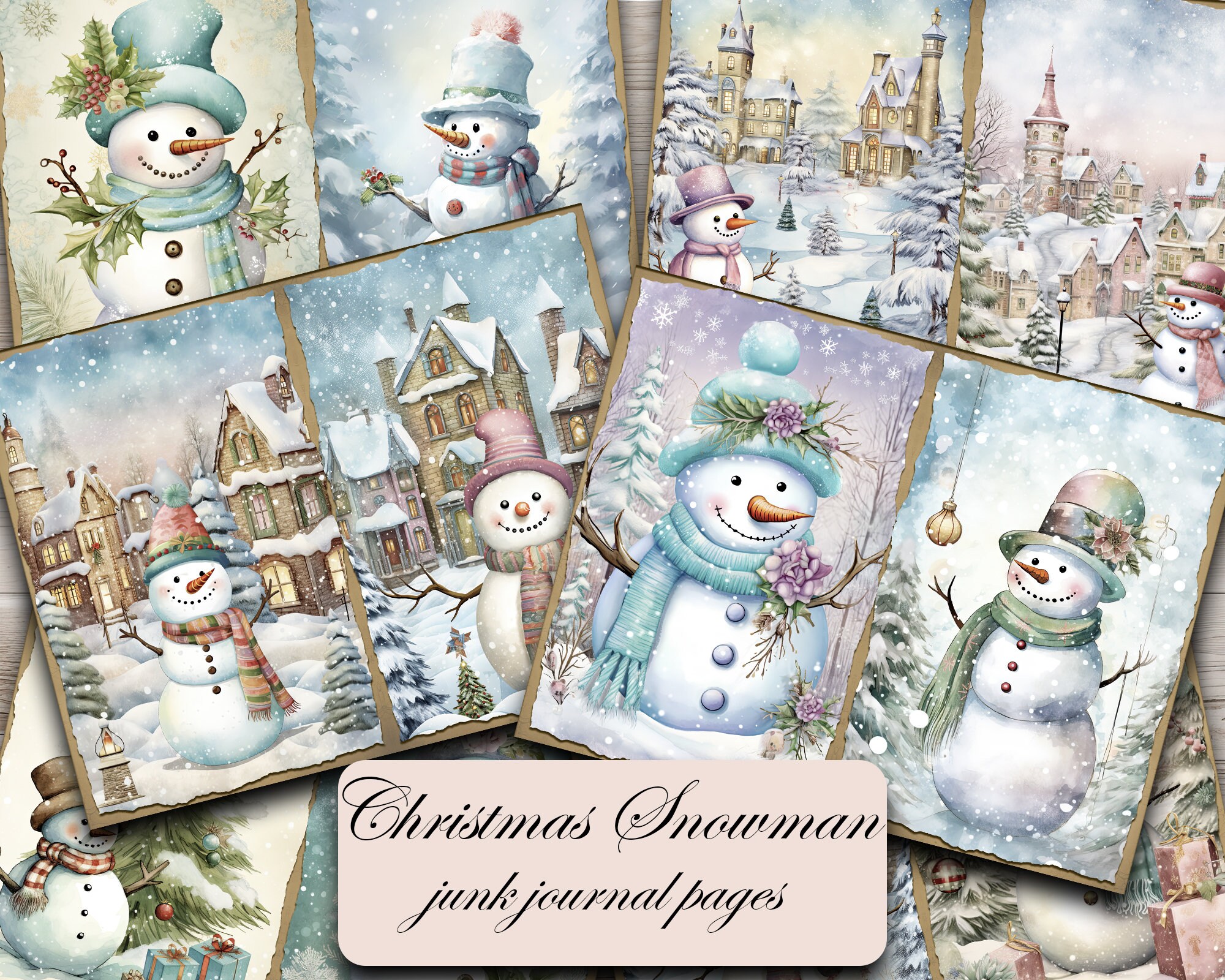 Christmas Snowman Junk Journal Kit Winter Journal,christmas Ornaments ...