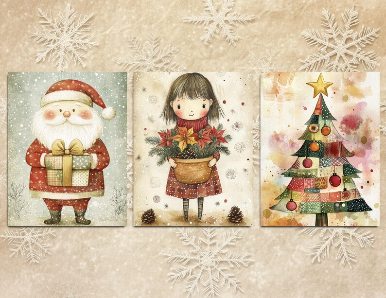 Whimsical Christmas Junk Journal Kit Patchwork Xmas Ephemera Pages for ...