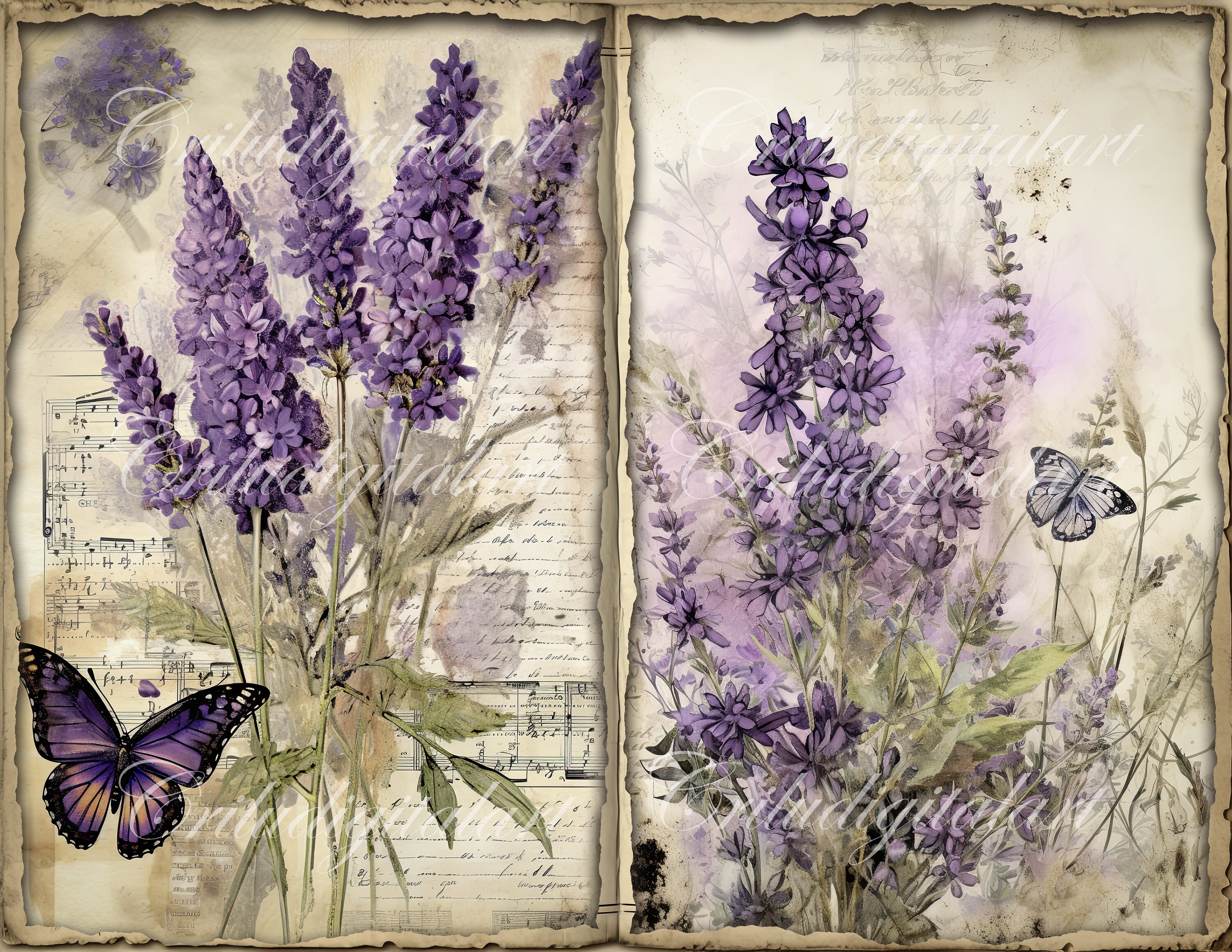 Lavender Junk Journal Kit, Purple Journal Pages Printable,nature ...