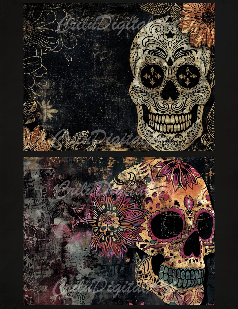 Dia De Los Muertos Digital Junk Journal Paper,sugar Skull Journal ...