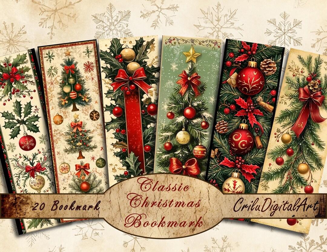 Christmas Bookmark Png, Printable Unique Bookmarks Set, Holiday ...