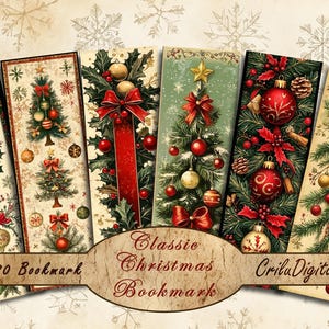 Christmas Bookmark Png, Printable Unique Bookmarks Set, Holiday ...