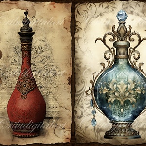 Victorian Perfume Bottles Junk Journal Pages: Antique Scent Ephemera ...