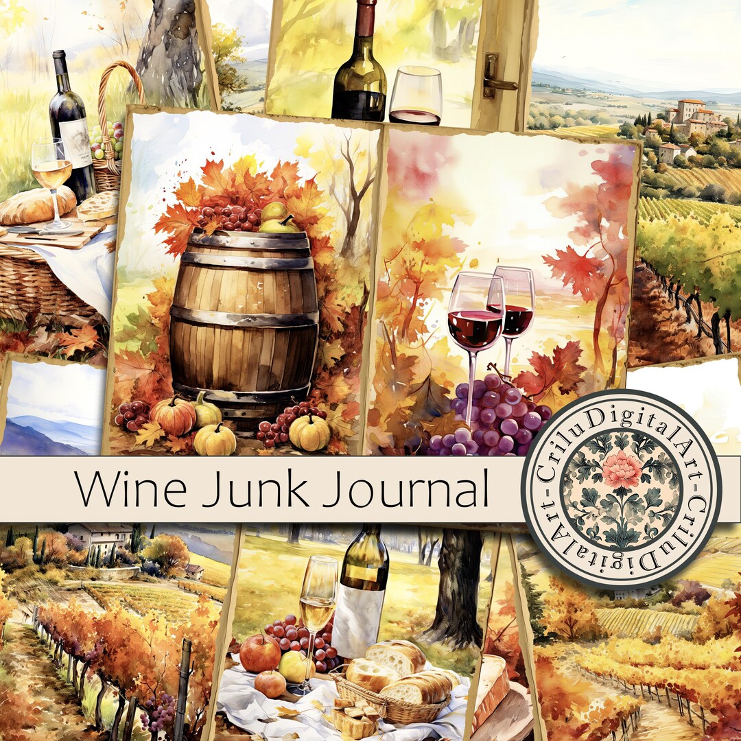 Wine Junk Journal Pages, Food Journal Insert, Cottagecore Digital Kits ...