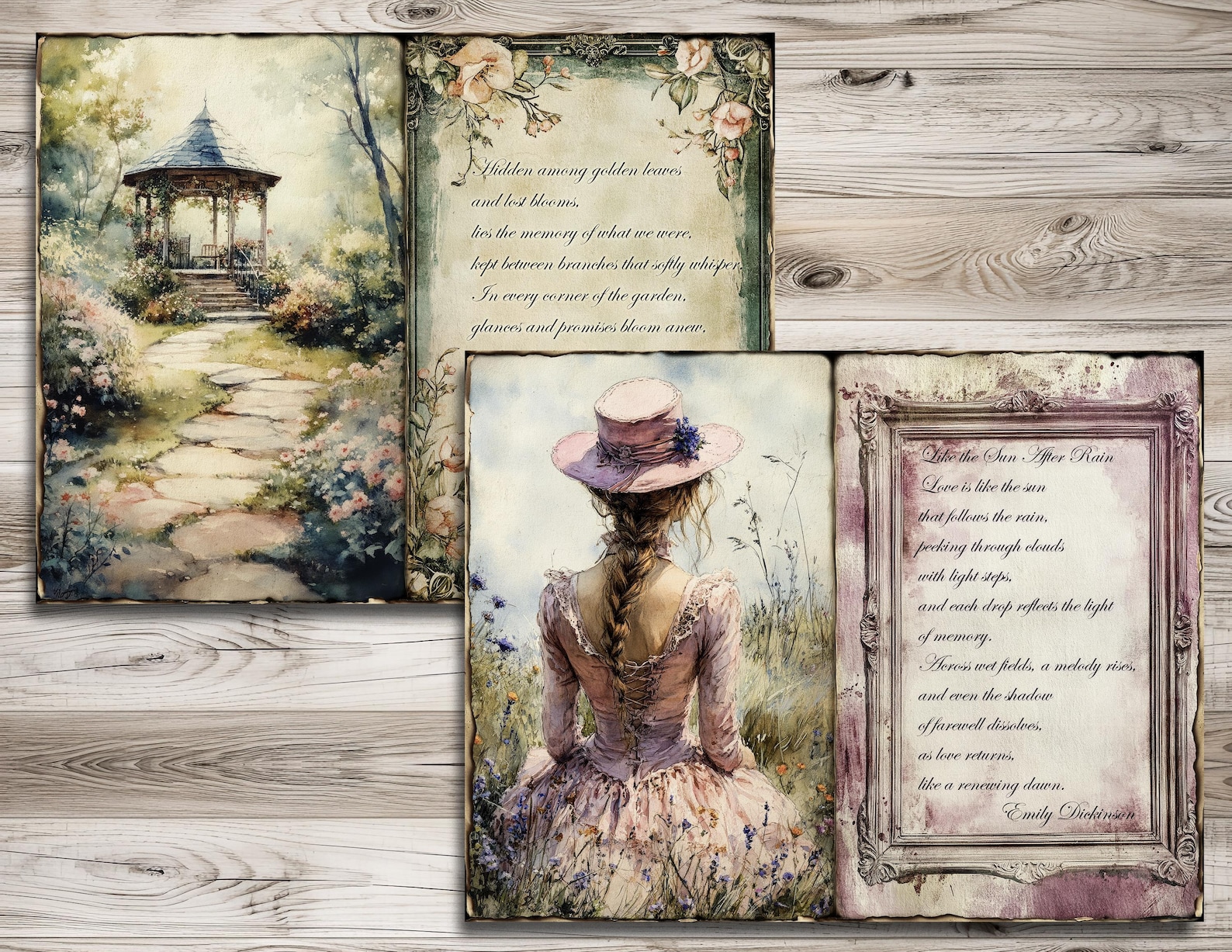 Romantic Vintage Poetry Junk Journal Pages, Antique Style Love Poems ...