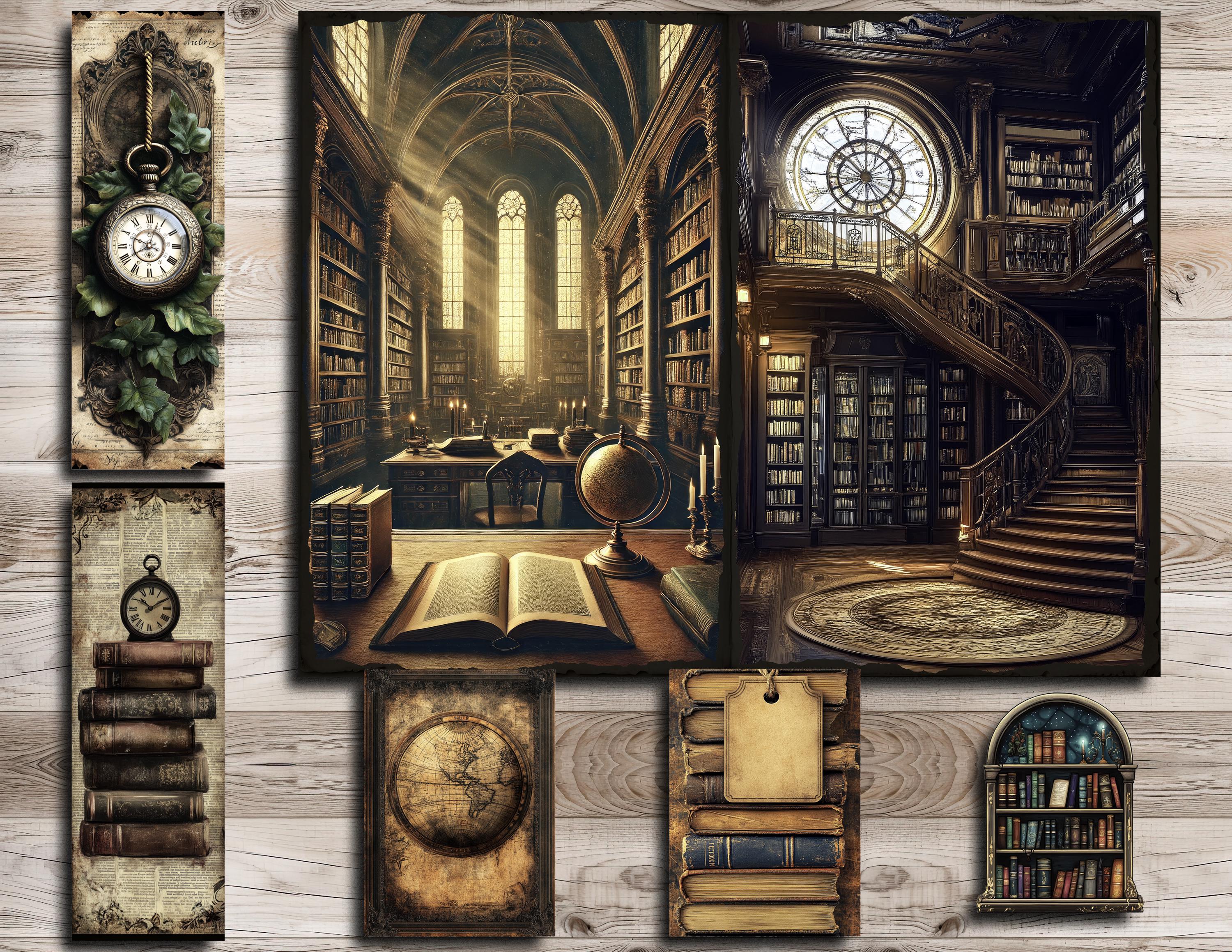 Vintage Dark Academia Junk Journal Kit – Printable Ephemera, Bookmarks ...