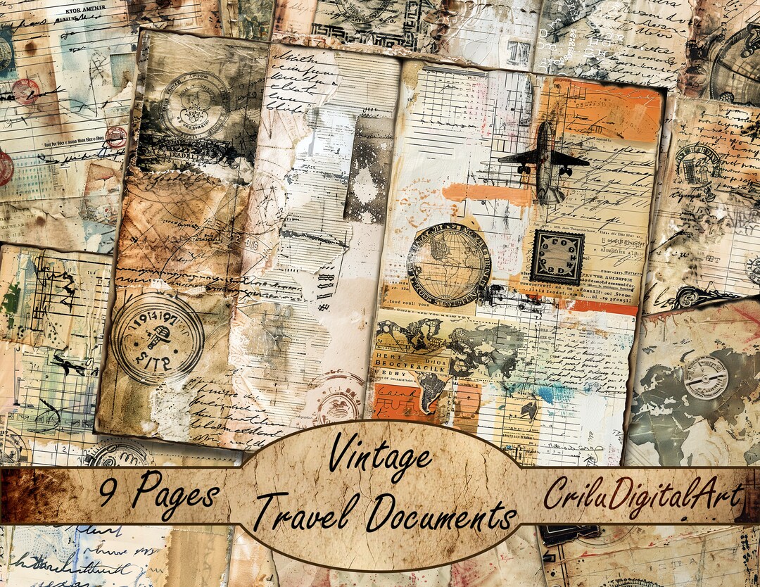 Vintage Travel Junk Journal Pages,travelers Notebook Journal Insert ...