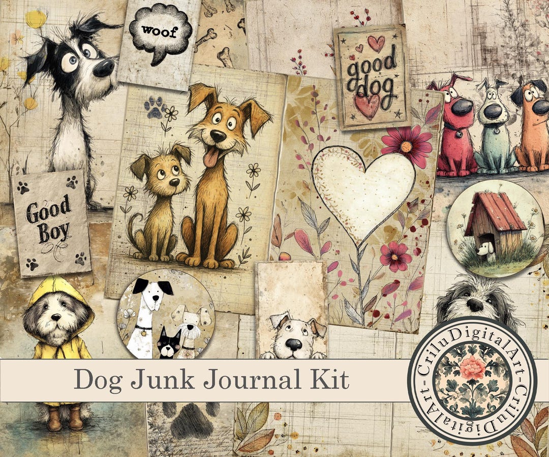 Dog Junk Journal Kit Printable Pages for Puppy Lovers | Cute Vintage ...