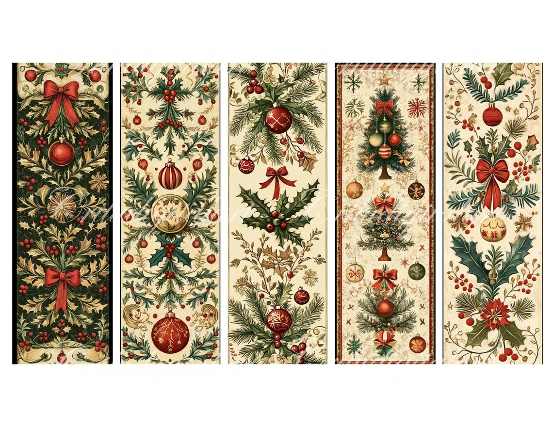 Christmas Bookmark Png, Printable Unique Bookmarks Set, Holiday ...