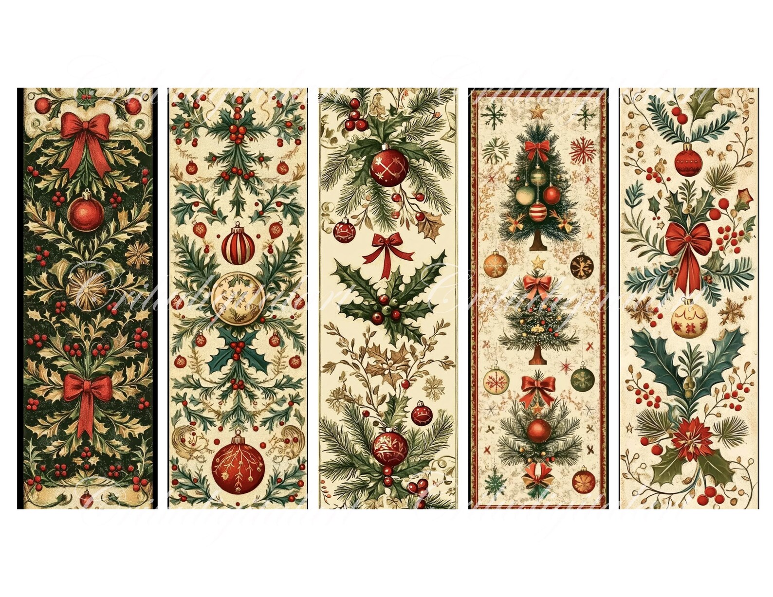 Christmas Bookmark Png, Printable Unique Bookmarks Set, Holiday ...