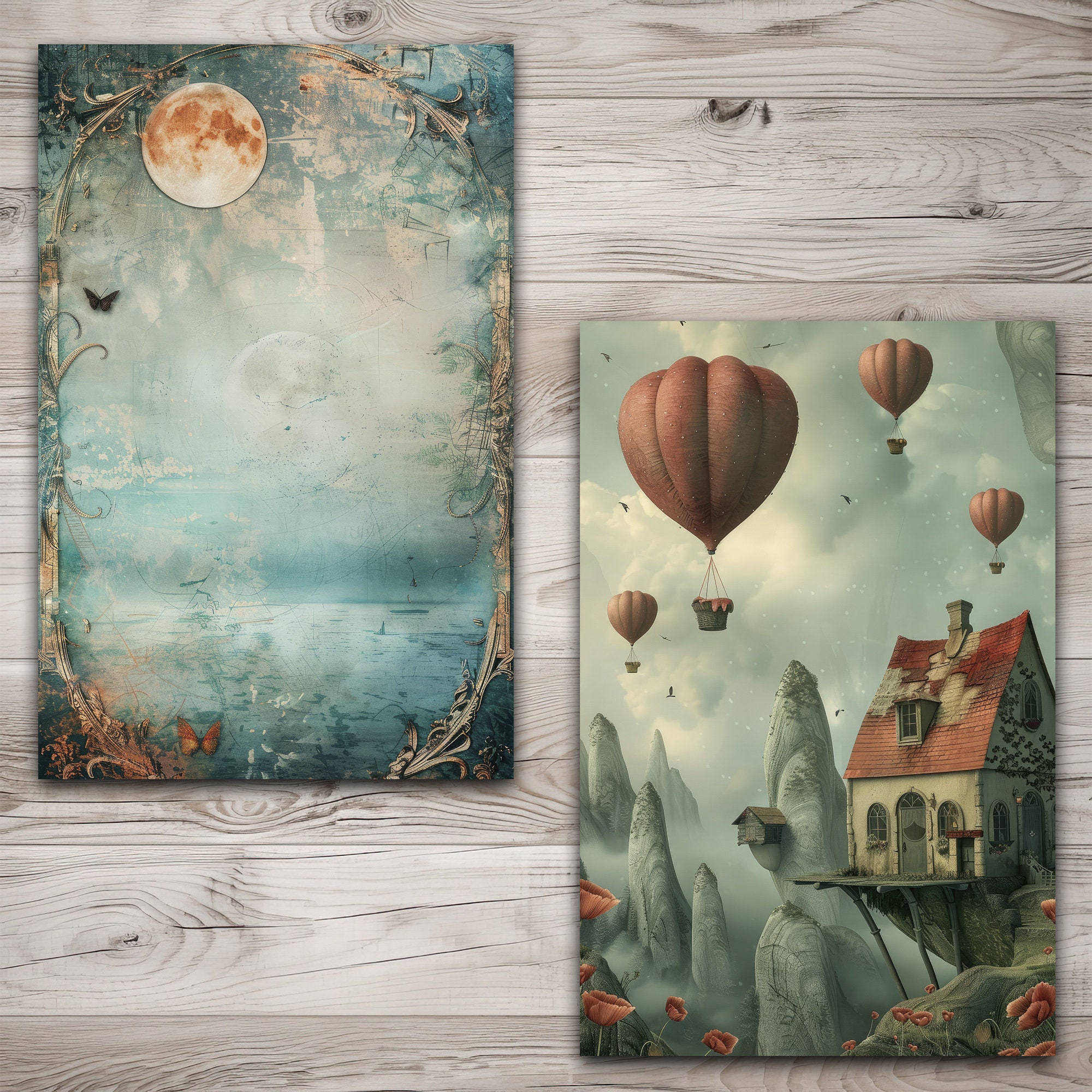 Pop Surrealism Art Pages,fantasy Notebook Paper,quirky Junk Journal Kit ...