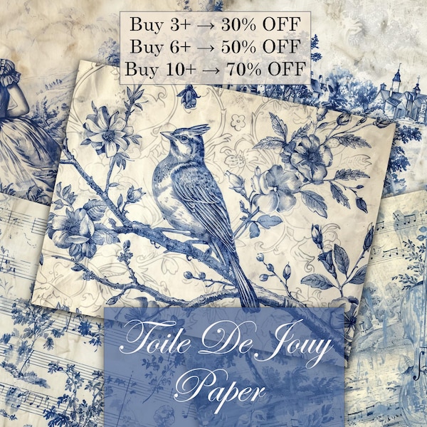 Blue Toile Wallpaper - Etsy