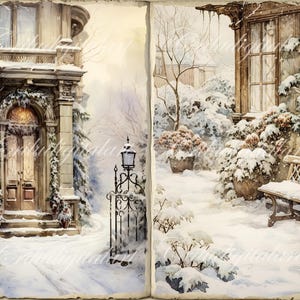 Victorian Winter Junk Journal Pages, Snowy Background Inserts, Winter ...