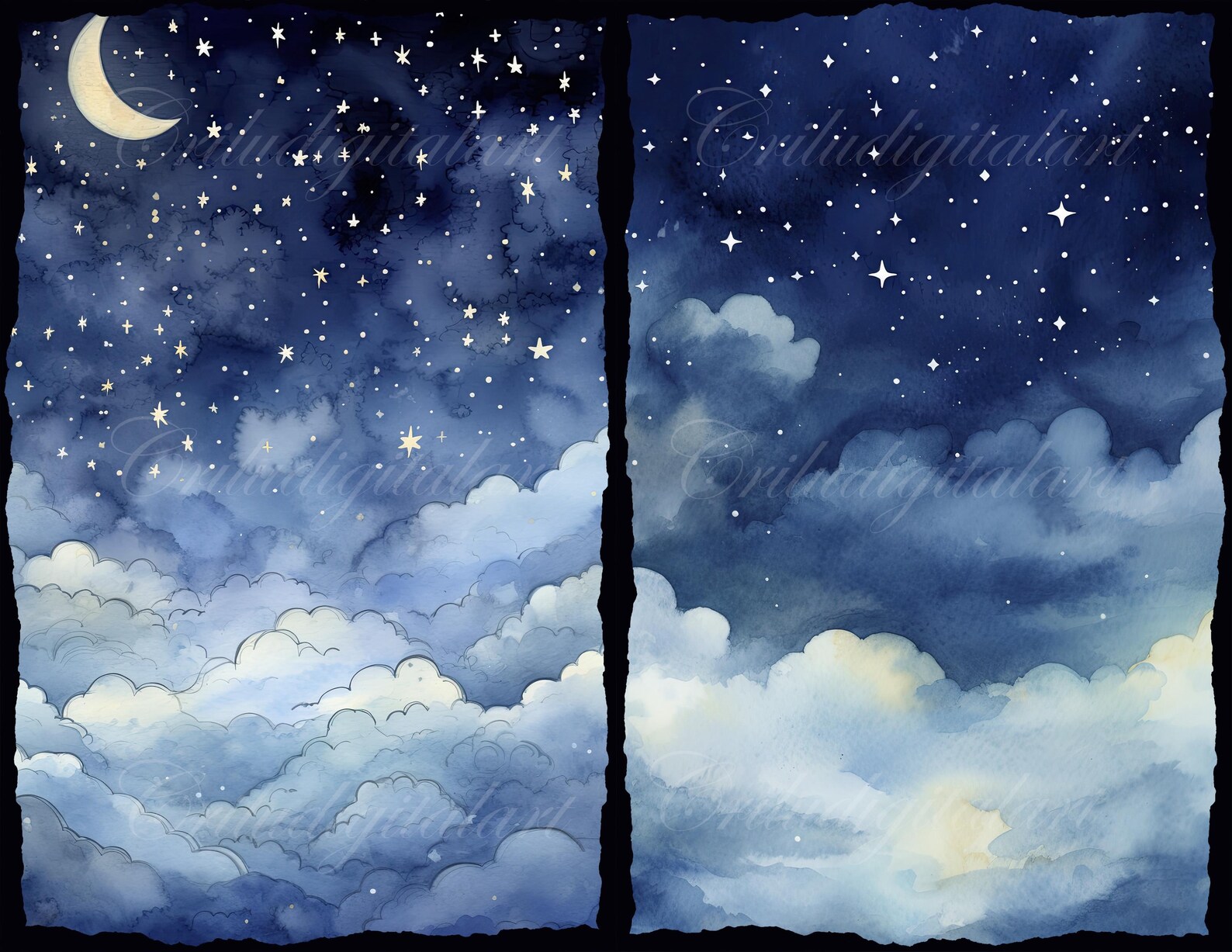 Night Sky Junk Journal Pages - Moon, Stars, and Mystical Castles in ...