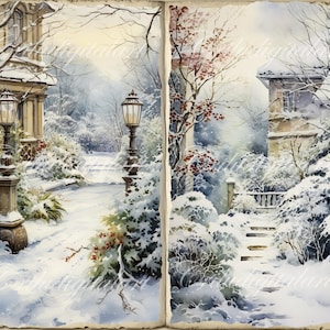 Victorian Winter Junk Journal Pages, Snowy Background Inserts, Winter ...
