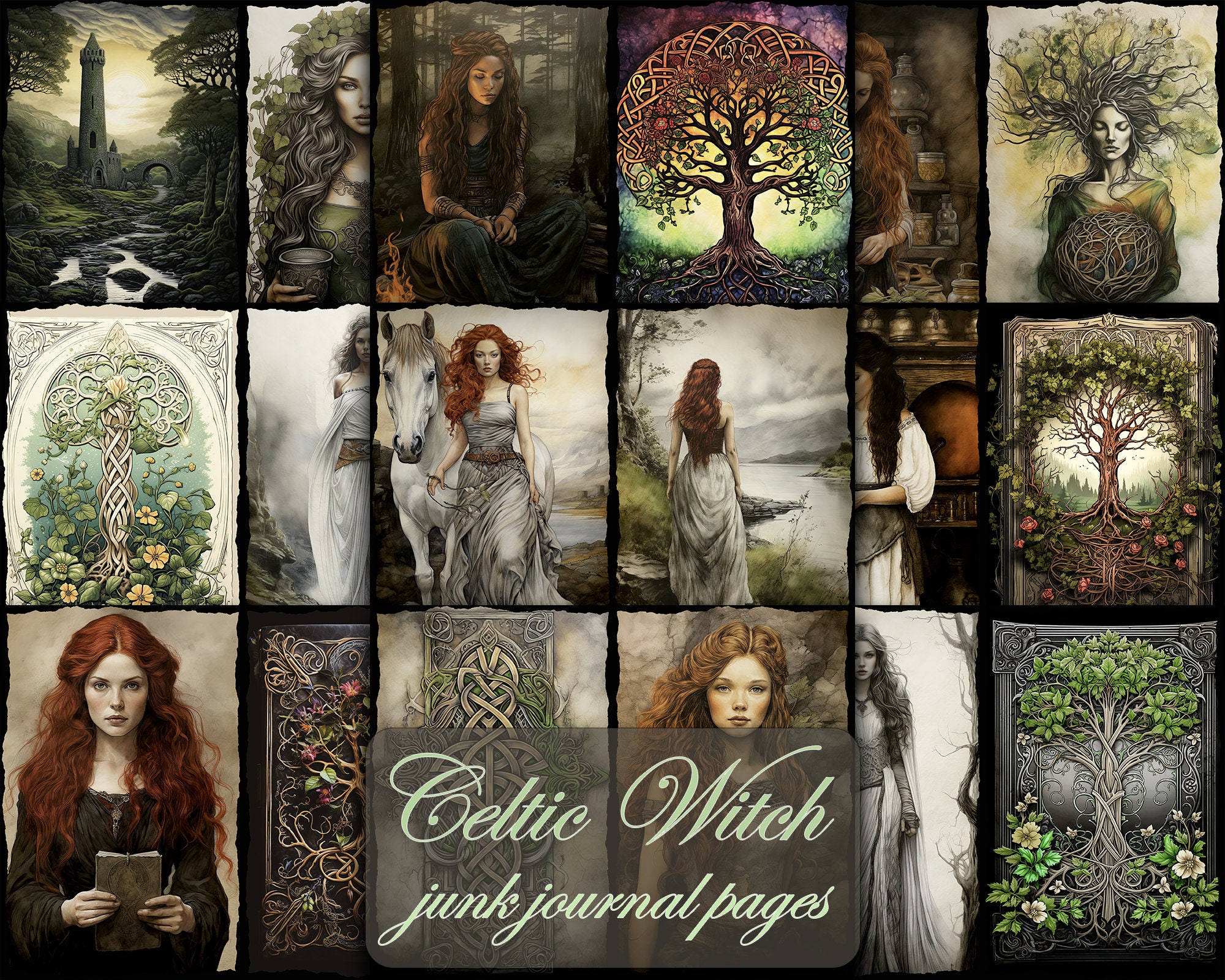 Celtic White Witch Junk Journal Pages,celtic Symbol Digital Pages for White Magic Album,instant ...