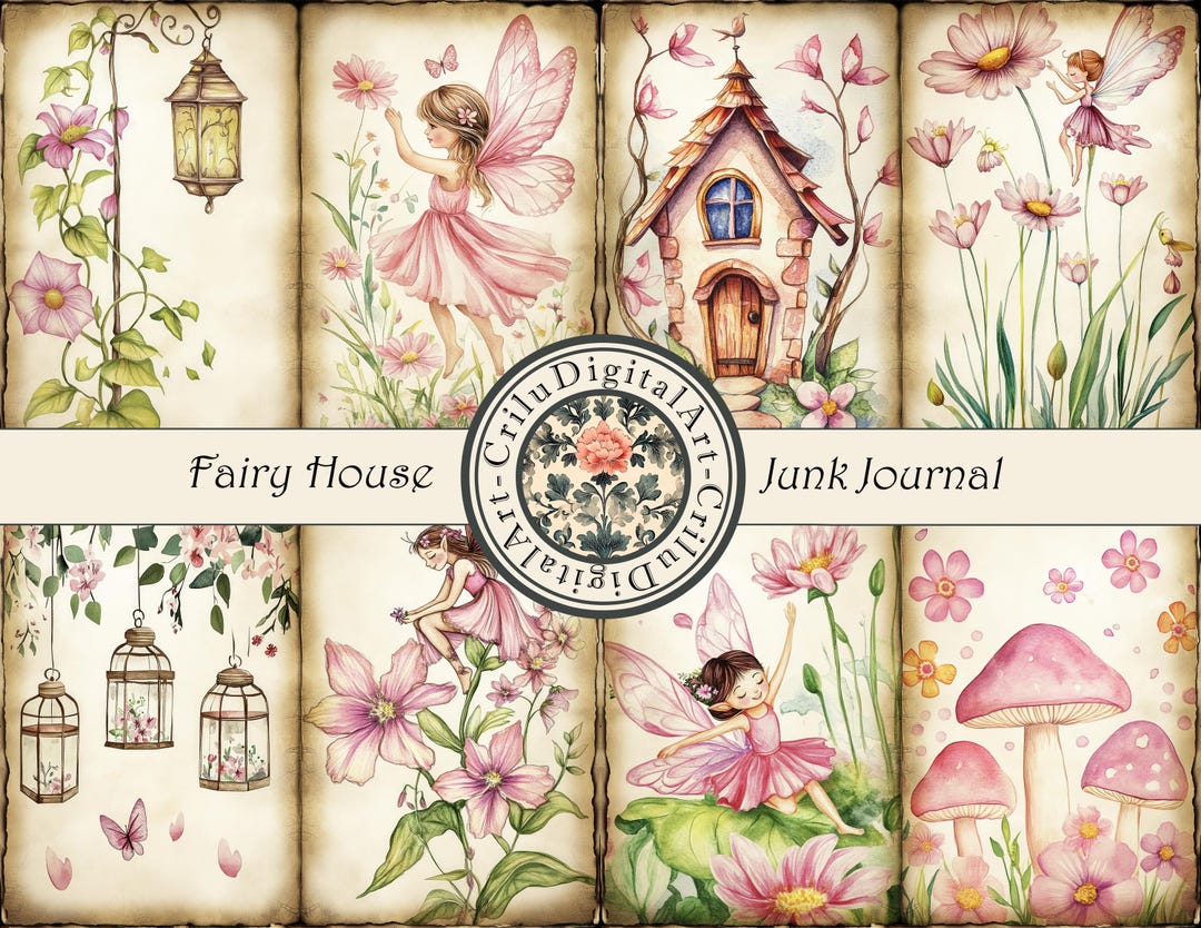 Fairy House Junk Journal Pages, Digital Garden Decoupage Paper Kits ...