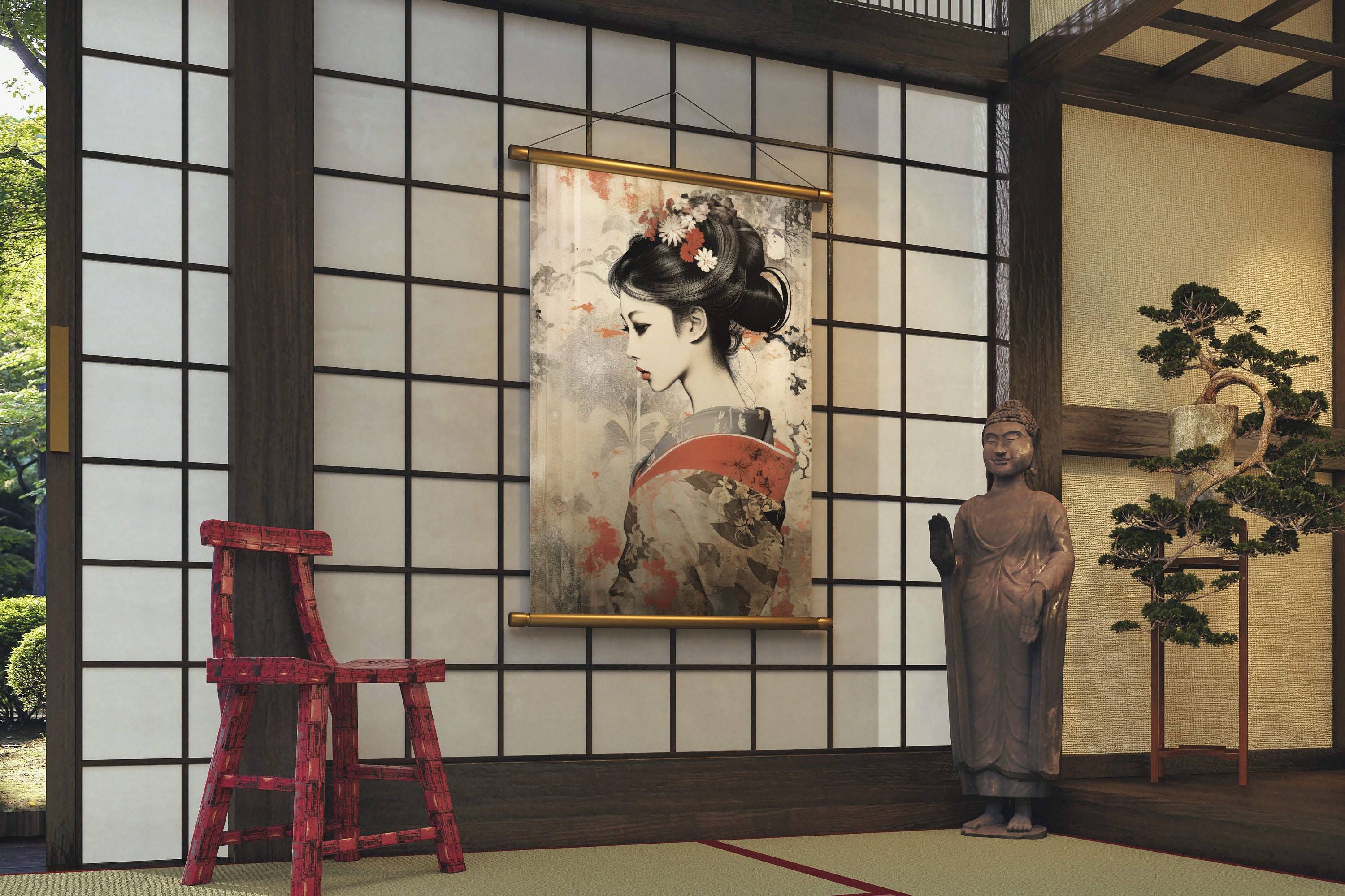 Vintage Traditional Japanese Geisha Wall Art,japan Retro Poster ...