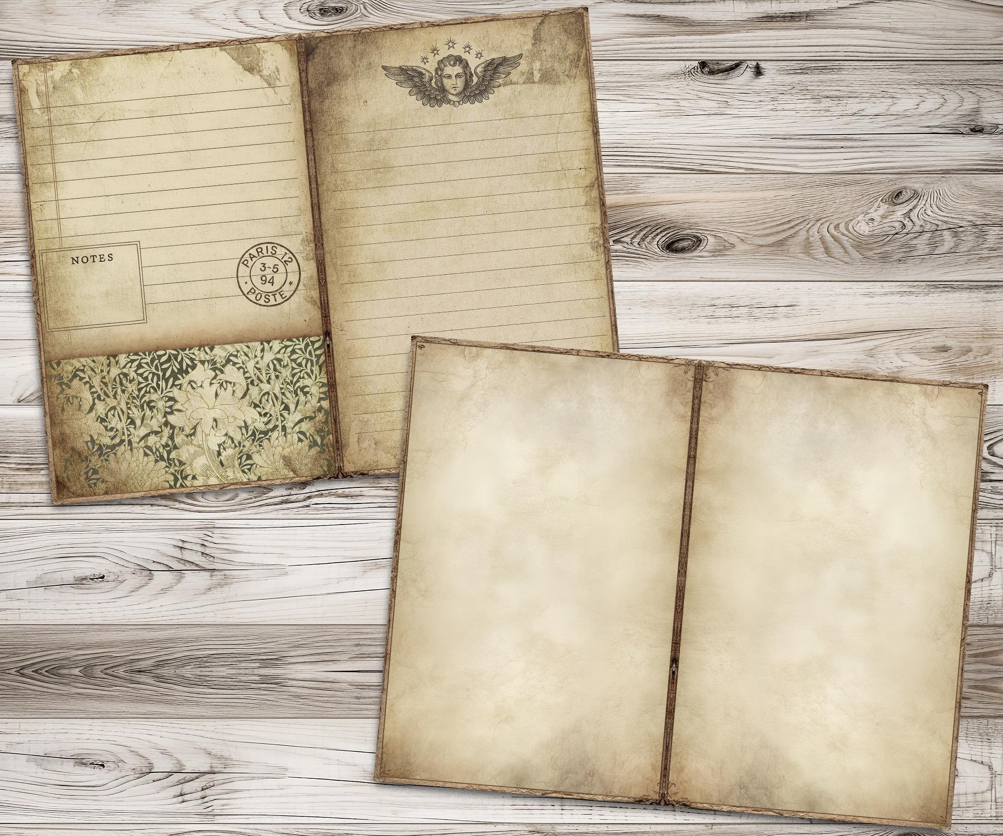 Vintage Junk Journal Pages Printable, Grunge Aged Paper Pack, Ledger ...