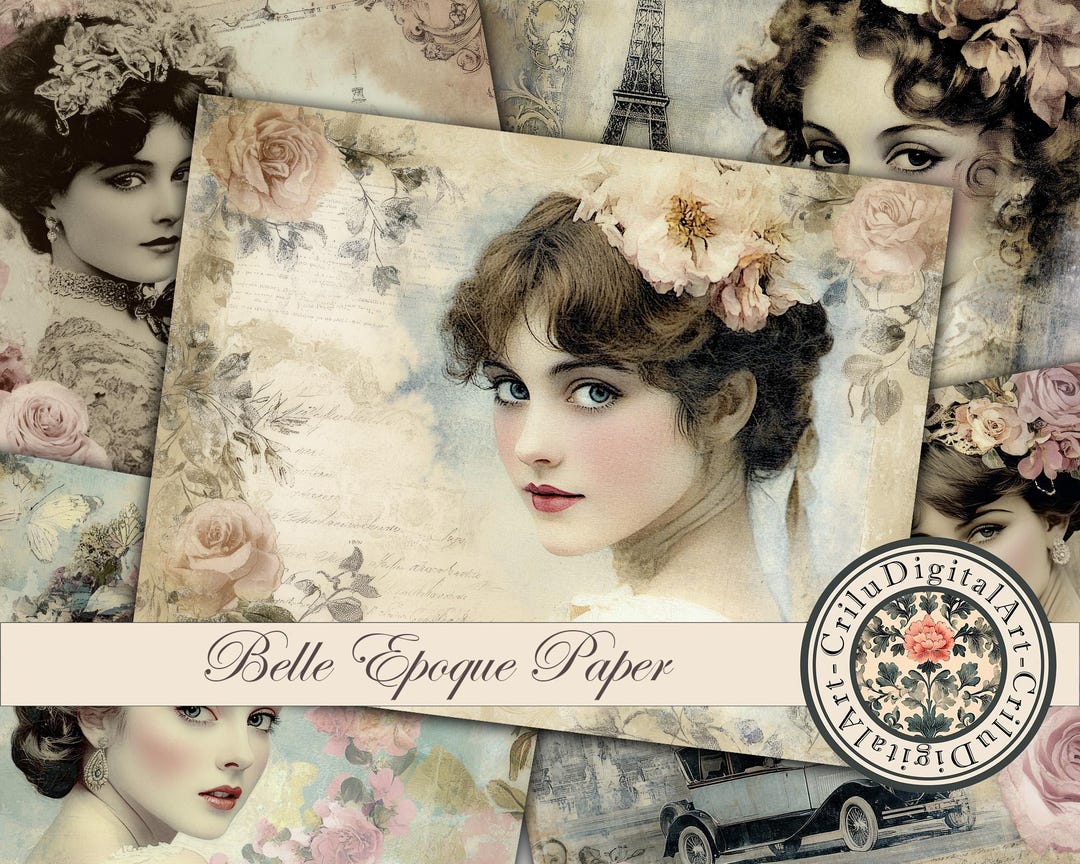 Belle Epoque Junk Journal Paper, Victorian Woman Portrait Printable ...