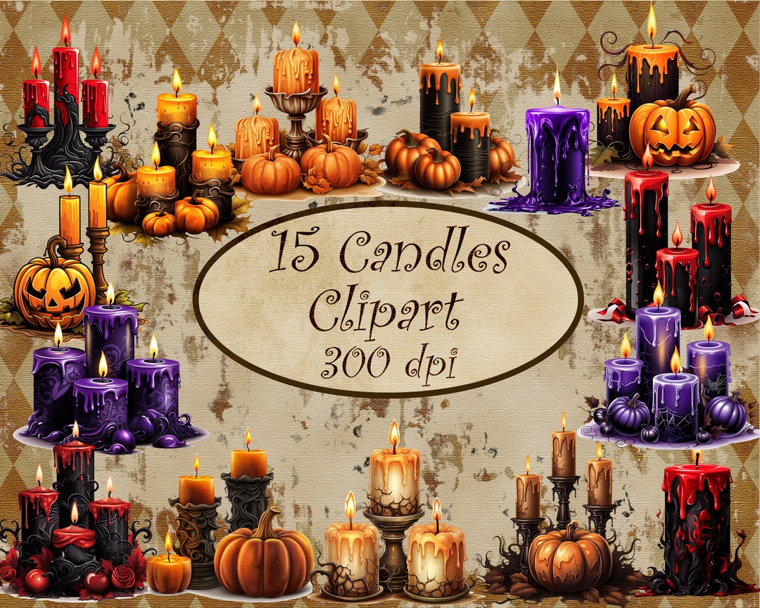 Spooky Candles Clipart, Halloween Elements for Witch Junk Journal ...