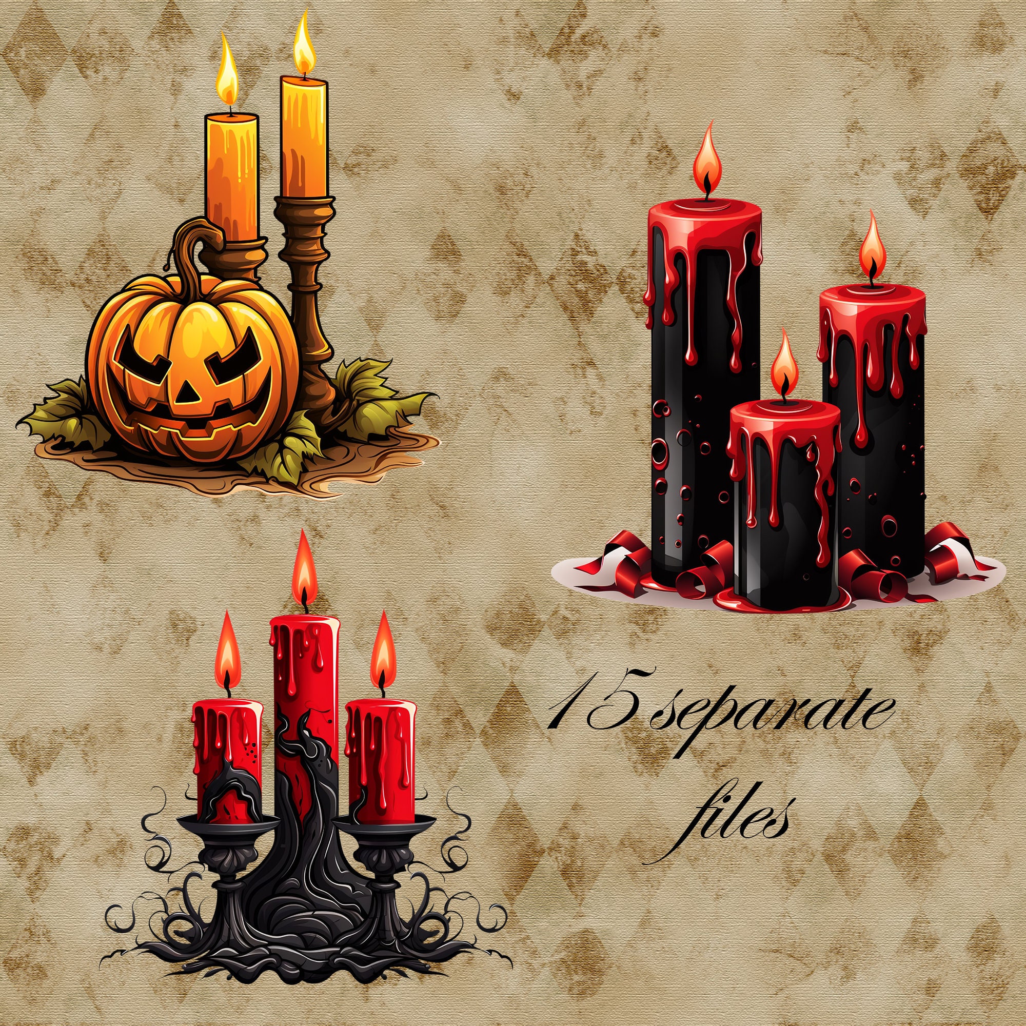 Spooky Candles Clipart, Halloween Elements for Witch Junk Journal ...