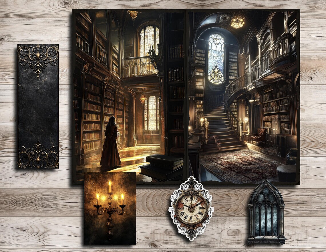 Vintage Dark Academia Junk Journal Kit – Printable Ephemera, Bookmarks ...