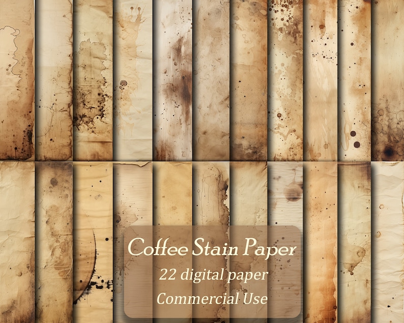 Coffee Stained Paper Scrapbook Album Kit Grunge Paper Printable ...