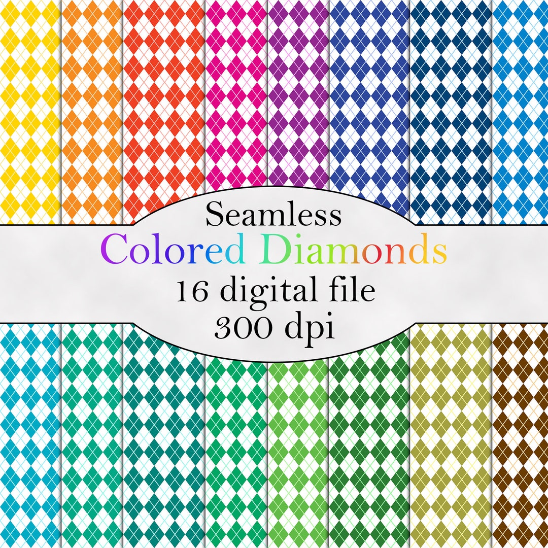 Seamless Digital Paper With Colored Diamonds Digital - Etsy