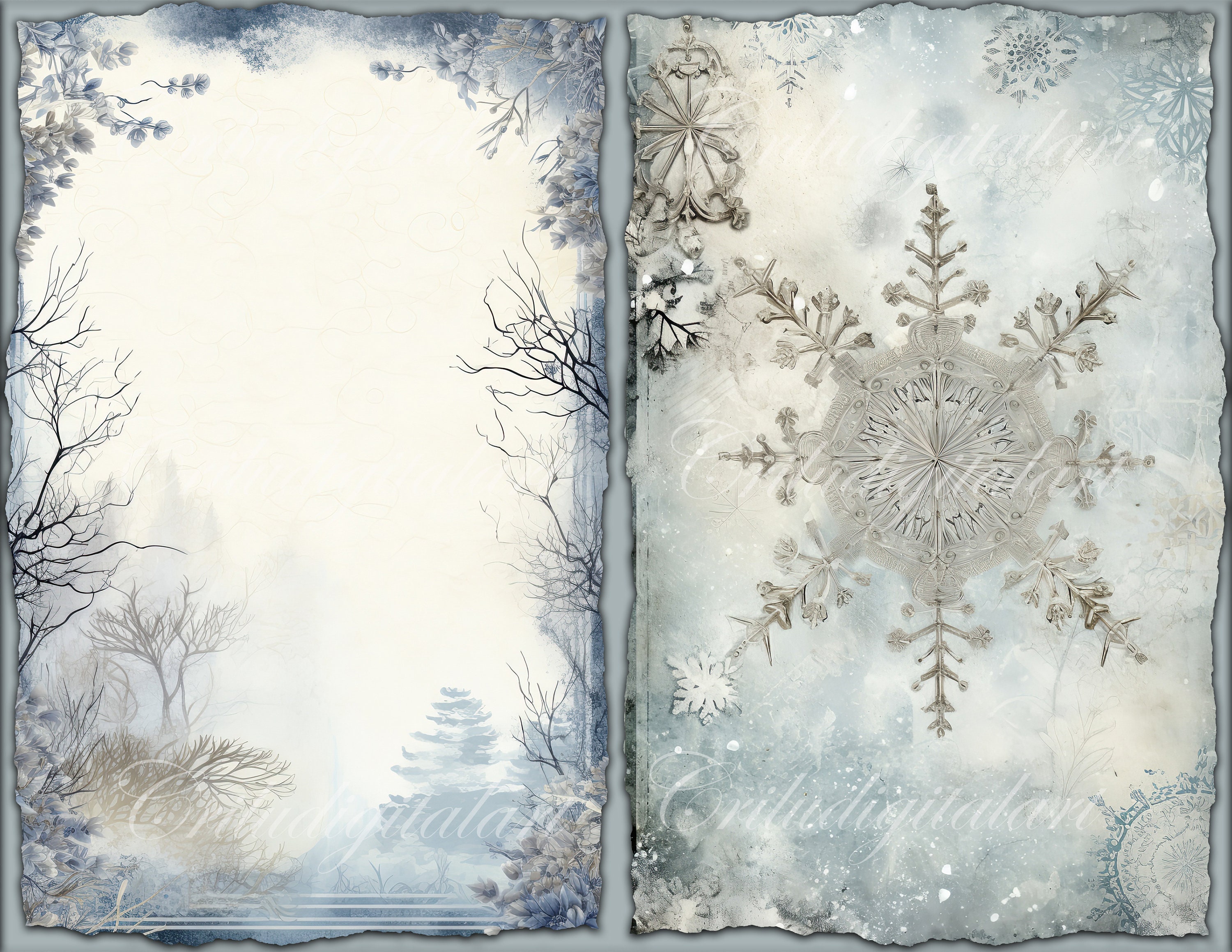Winter Christmas Junk Journal Pages, Snowy Printable, Digital Scrapbook ...