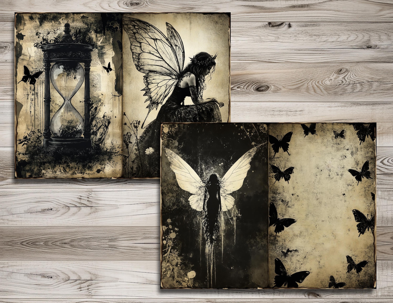 Dark Gothic Fairy Junk Journal Pages, Grunge Fantasy Digital Paper ...