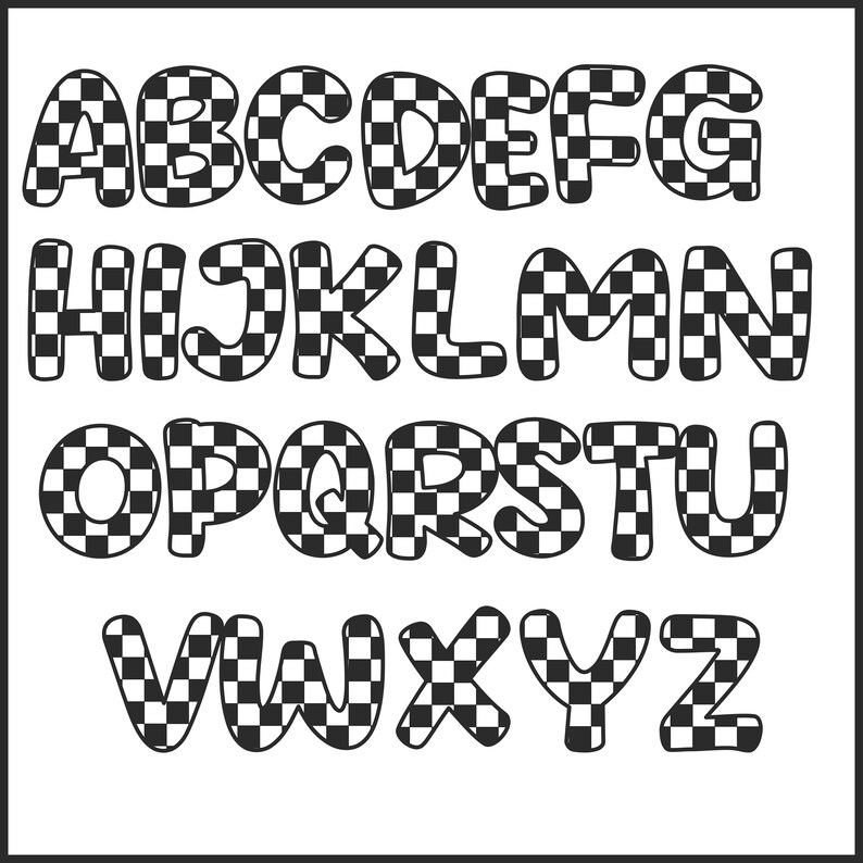 Checkered Alphabet Letters and Numbers Classroom Decor Sublimation ...