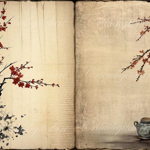 Vintage Japanese Junk Journal Printable, Asian Digital Scrapbook Pages ...