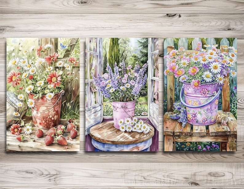 Watercolor Wildflower Bouquet, Printable Garden Junk Journal Paper ...