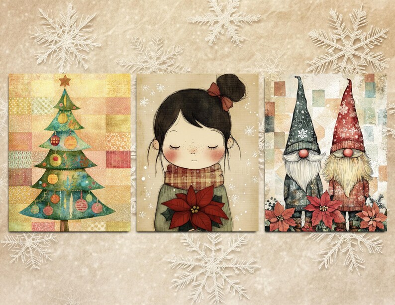 Whimsical Christmas Junk Journal Kit: Watercolor Xmas Ephemera (digital ...