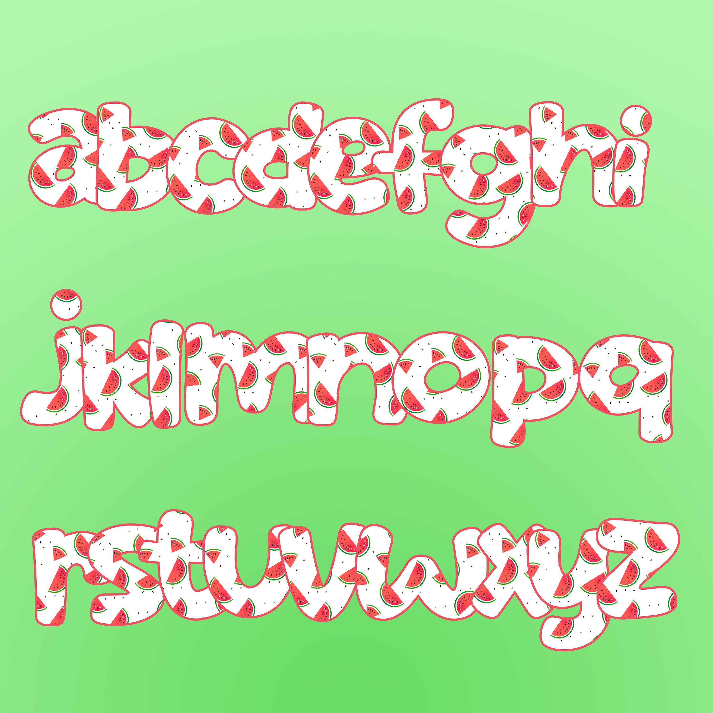 Fruit Fonts Clipart Png, Fruit Alphabet Png, Watermelon Alphabet ...