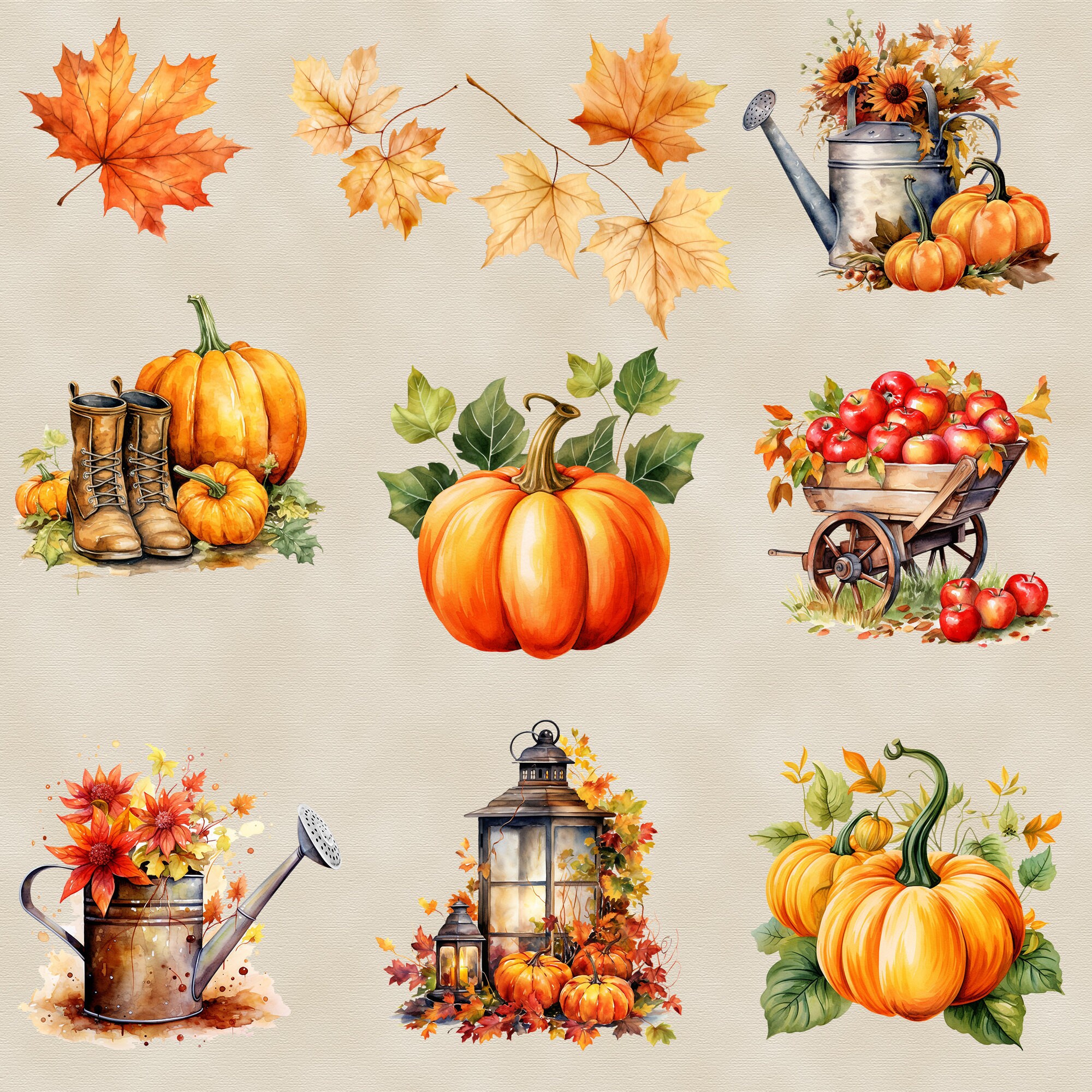 Watercolor Fall Decor Clipart, Watercolor Autumn, Autumn Leaves, Cob ...