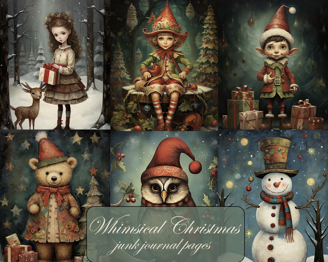 Whimsical Christmas Junk Journal Kit: Printable Winter Paper (digital ...