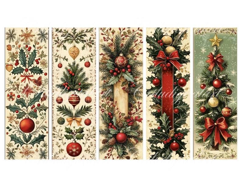 Christmas Bookmark Png, Printable Unique Bookmarks Set, Holiday ...