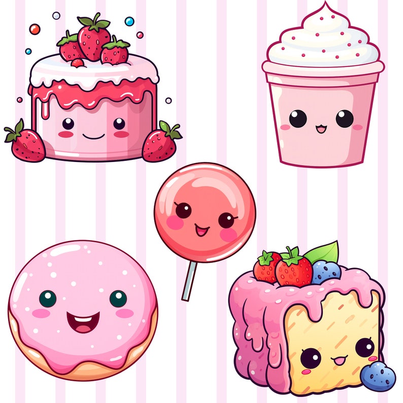 Kawaii Sweet Clipart, Kids Clipart and Stickers, Sweeties Png for ...