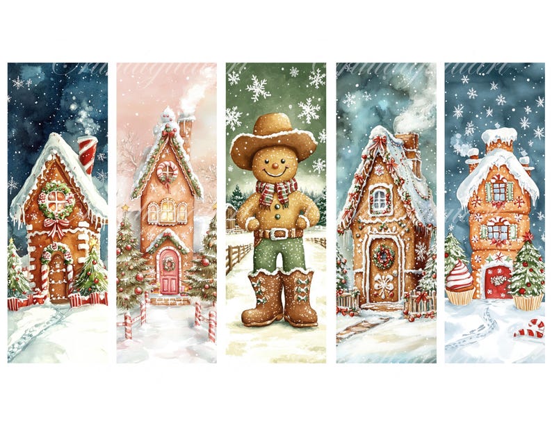 Gingerbread House Bookmark Png, Printable Christmas Bookmarks Set ...