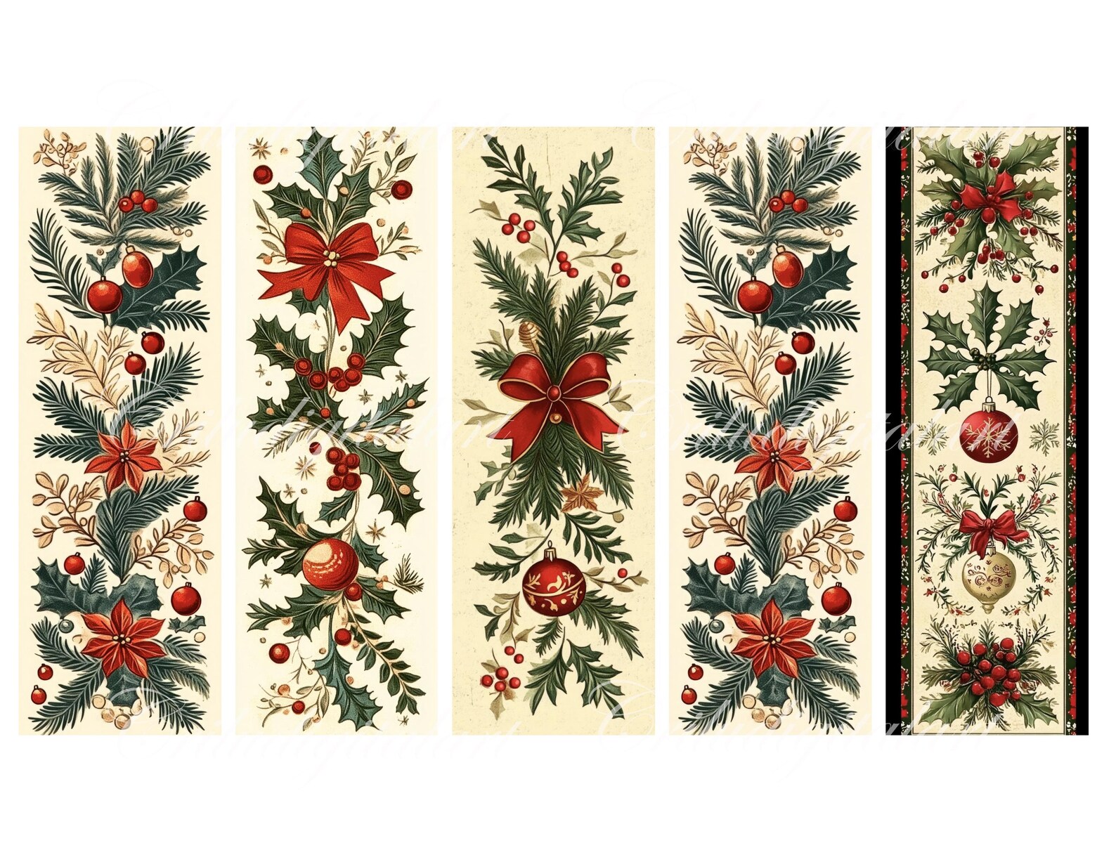 Christmas Bookmark Png, Printable Unique Bookmarks Set, Holiday ...