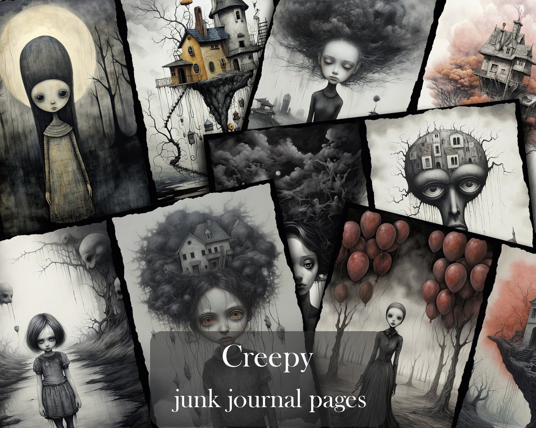 Surreal Junk Journal Kit: Creepy Dark Pages (digital Download) - Etsy
