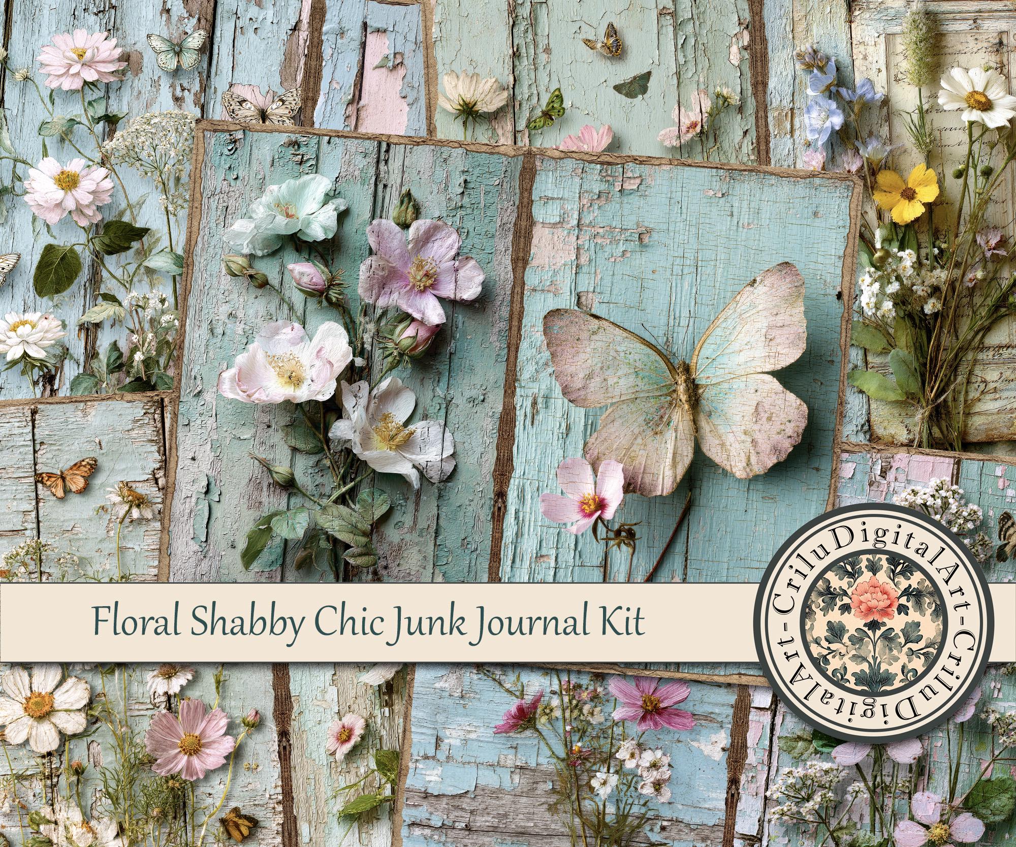 Floral Junk Journal Kit | Shabby Chic Ephemera (digital Download) - Etsy
