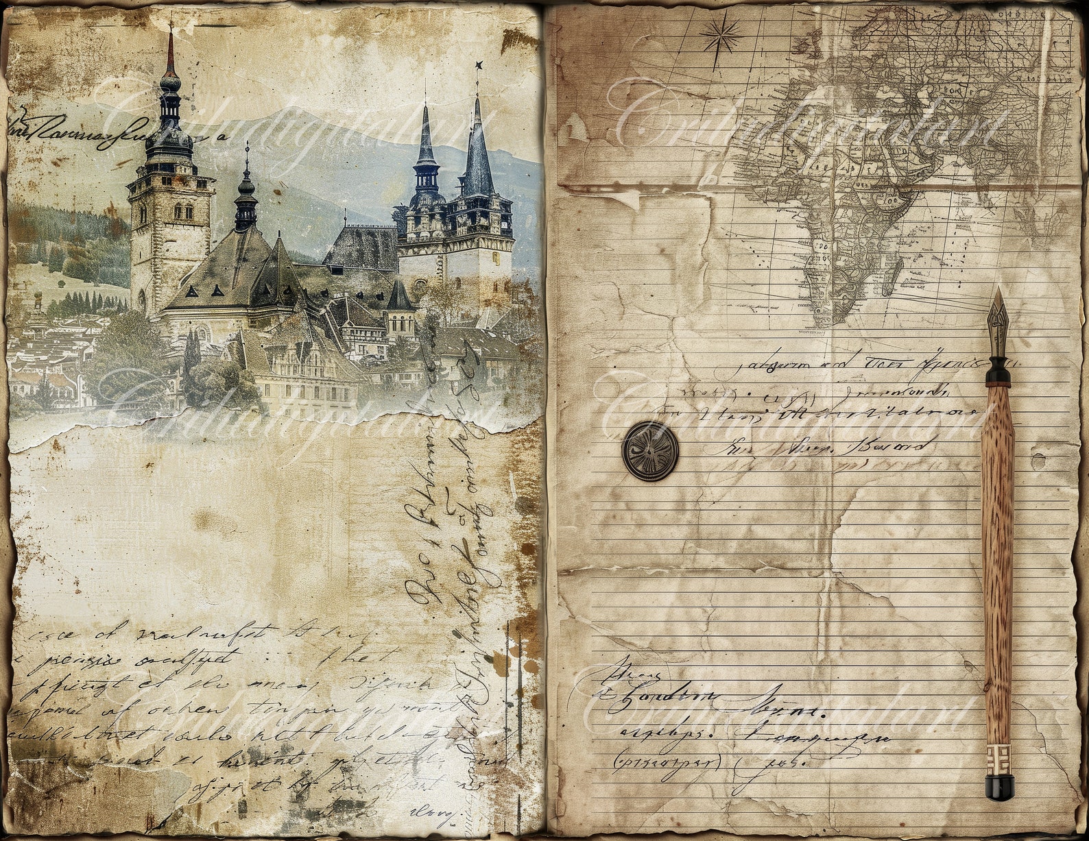 Vintage Travel Junk Journal Pages,travelers Notebook Journal Insert ...