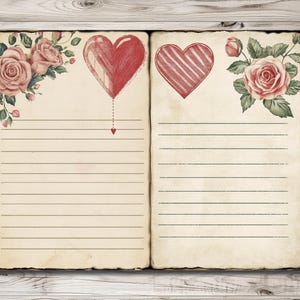 Romantic Heart Stationery, Vintage Love Letter Paper (digital Download ...